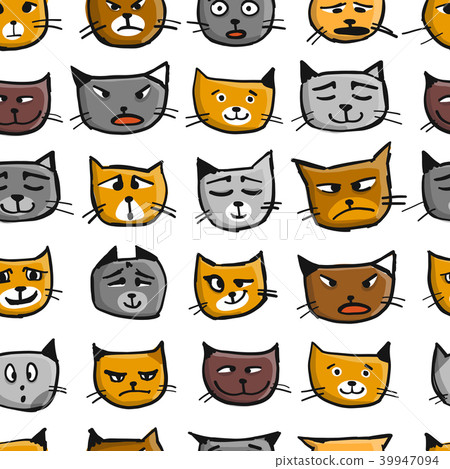 Cat faces, seamless pattern for your design - Stock Illustration ...