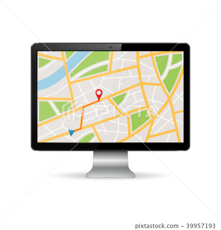 GPS map on computer display - Stock Illustration [39957193] - PIXTA