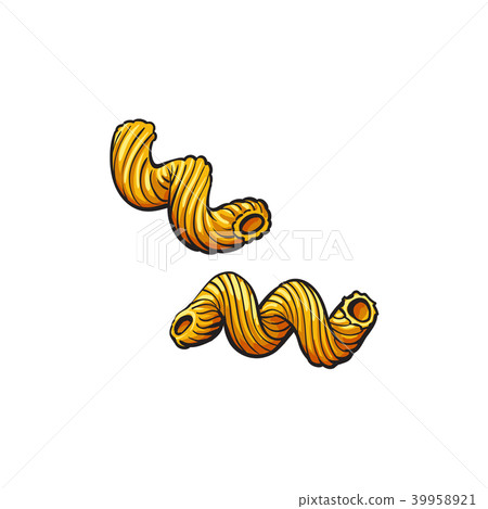 Raw, uncooked corkscrew shaped Italian pasta - Stock Illustration ...