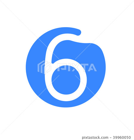 Number 6 font logo modern abstract blue icon - Stock Illustration ...