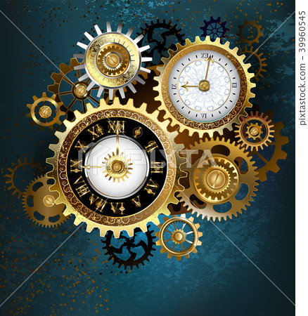Two Steampunk Clocks with Gears - Stock Illustration [39960545] - PIXTA