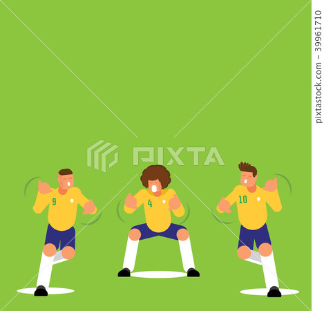 three Brazilian soccer players dancing celebration - Stock Illustration ...