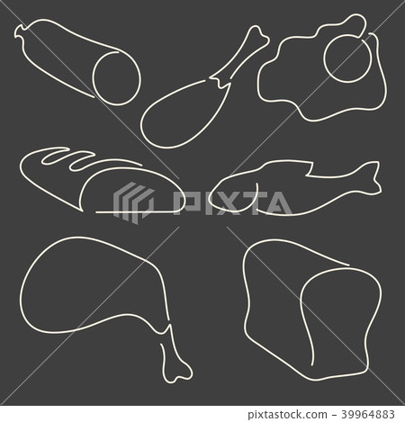Set of continuous line food art - Stock Illustration [39964883] - PIXTA