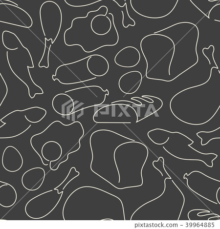 Seamless pattern made on continuous line food-插圖素材 [39964885] - PIXTA圖庫