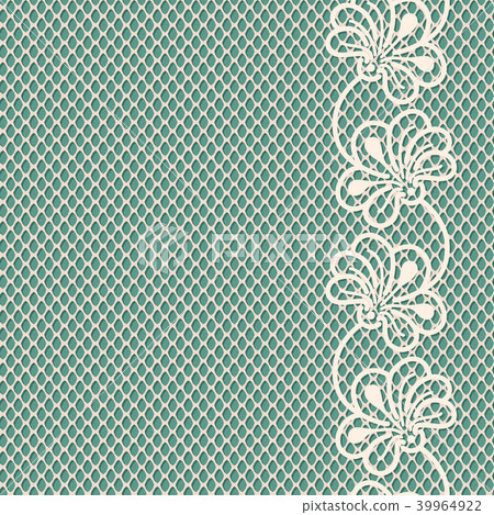 Vintage flower lace border on blue background - Stock Illustration ...