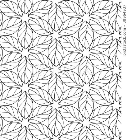 Seamless repeating linear leaves pattern - Stock Illustration [39964937 ...