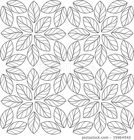 Seamless repeating linear leaves pattern - Stock Illustration [39964940 ...