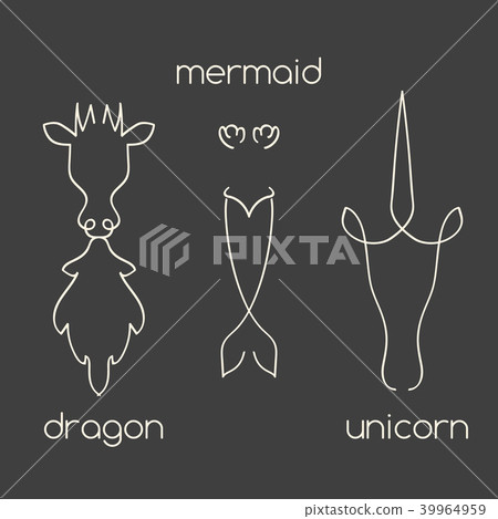 Mythical creatures line art set - Stock Illustration [39964959] - PIXTA