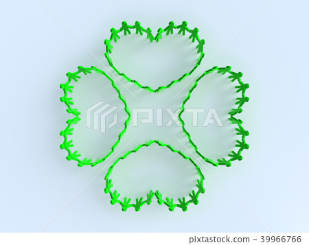Heart Circle of People Four Leaf Clover Peace... - Stock Illustration ...