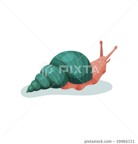 Snail gastropod mollusk with turquoise shell... - Stock Illustration ...