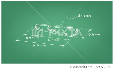 Hand Drawn Dimension of Paper Clip or Paperclip - Stock Illustration ...