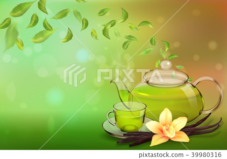 Tea advertising flyer, poster or banner template - Stock Illustration ...