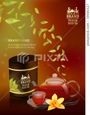 Tea advertising flyer, poster or banner template - Stock Illustration ...