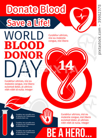 Donate Blood, Save Life banner of World Donor Day - Stock Illustration ...