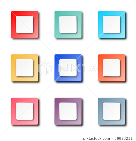 Set of simple colorful square button icon - Stock Illustration ...