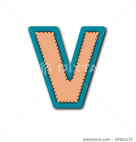 V character of alphabet in Embroidered patch work - Stock Illustration ...