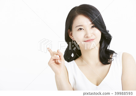 Female portrait series hand sign - Stock Photo [39988593] - PIXTA