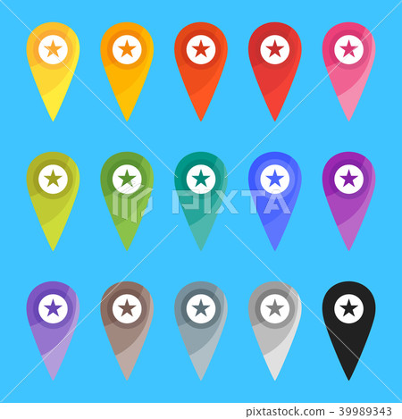 map pins on blue - Stock Illustration [39989343] - PIXTA