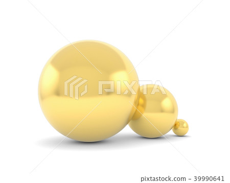 Golden balls isolated on white background. - Stock Illustration ...