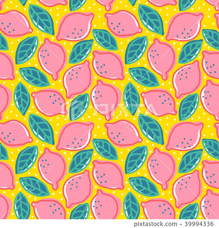 Pattern with pink lemons. - Stock Illustration [39994336] - PIXTA