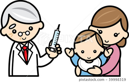 Baby and mom receiving doctor's injection - Stock Illustration ...