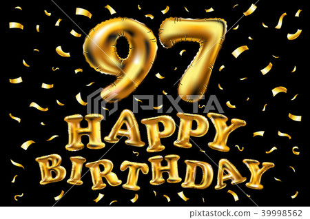 vector happy birthday 97 celebration gold balloons - Stock Illustration ...