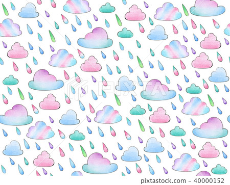 Cute clouds and colorful rain,seamless pattern. - Stock Illustration ...