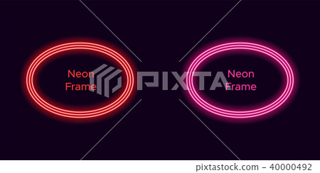 Neon oval frame in red and pink color - Stock Illustration [40000492 ...