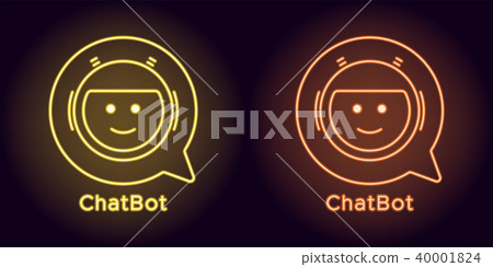 Neon Chat Bot in yellow and orange color-插圖素材 [40001824] - PIXTA圖庫