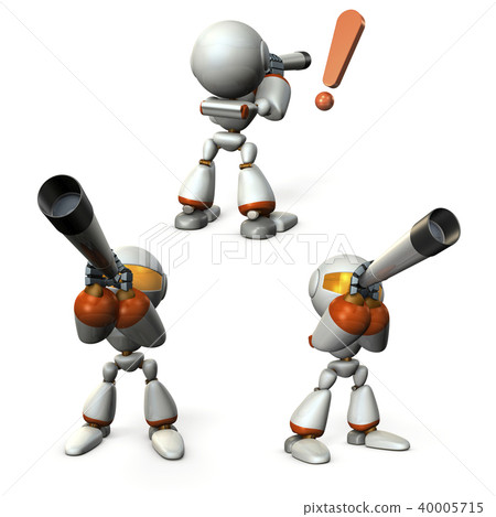 Cute robot looking through a telescope - Stock Illustration [40005715 ...