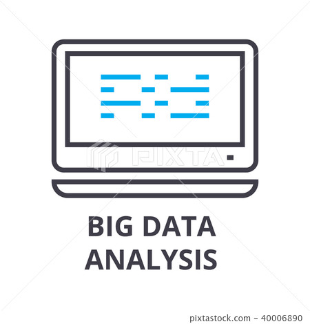 big data analysis thin line icon, sign, symbol,... - Stock Illustration ...