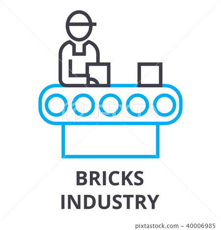 bricks industry thin line icon, sign, symbol,... - Stock Illustration ...