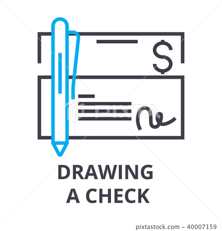drawing a check thin line icon, sign, symbol,... - Stock Illustration ...