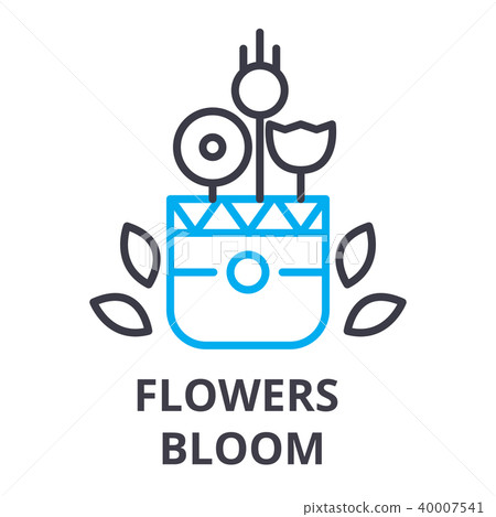 flowers bloom thin line icon, sign, symbol,... - Stock Illustration ...