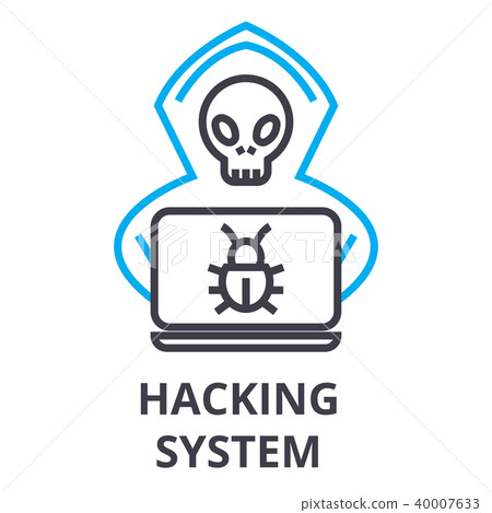 hacking system thin line icon, sign, symbol,... - Stock Illustration ...
