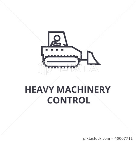 heavy machinery control thin line icon, sign,... - Stock Illustration ...