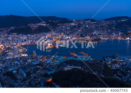 "Nagasaki Prefecture" Night view of Mt. Inasa,... - Stock Photo ...