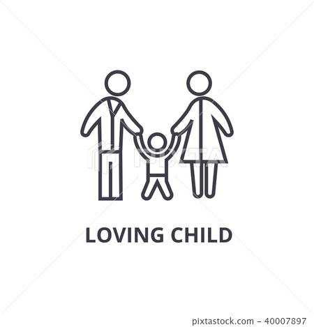 loving child thin line icon, sign, symbol,... - Stock Illustration ...