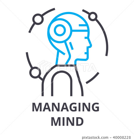 managing mind thin line icon, sign, symbol,... - Stock Illustration ...