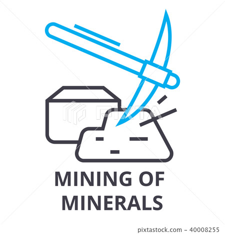 mining of minerals thin line icon, sign,... - Stock Illustration ...