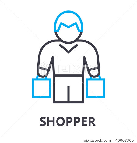 shopper thin line icon, sign, symbol,... - Stock Illustration [40008300 ...