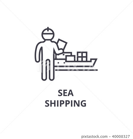 sea shipping thin line icon, sign, symbol,... - Stock Illustration ...