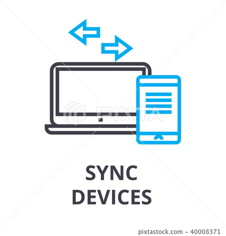 sync devices thin line icon, sign, symbol,... - Stock Illustration ...