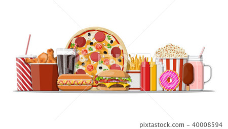 Fast food icons set. - Stock Illustration [40008594] - PIXTA