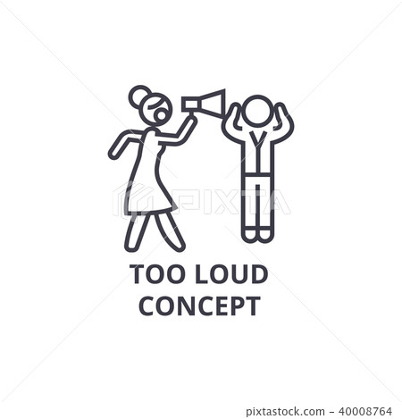 too loud concept thin line icon, sign, symbol,... - Stock Illustration ...