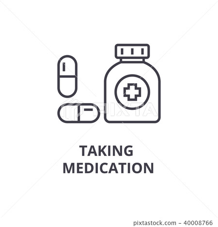 taking medication thin line icon, sign, symbol,... - Stock Illustration ...