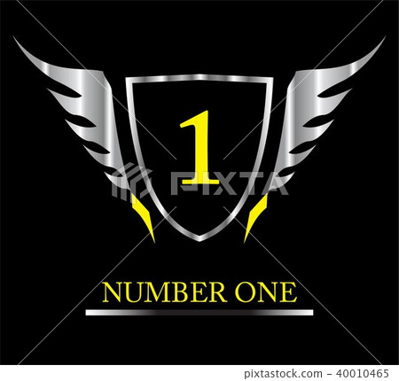 1, number 1, number one, Metallic Winged Shield - Stock Illustration ...