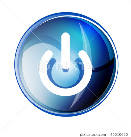 Power button blue icon, start symbol - Stock Illustration [40010620 ...