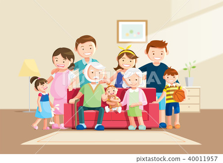 family. Big family with blurred background. - Stock Illustration ...