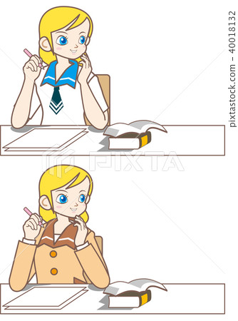 Female student in classroom - Stock Illustration [40018132] - PIXTA